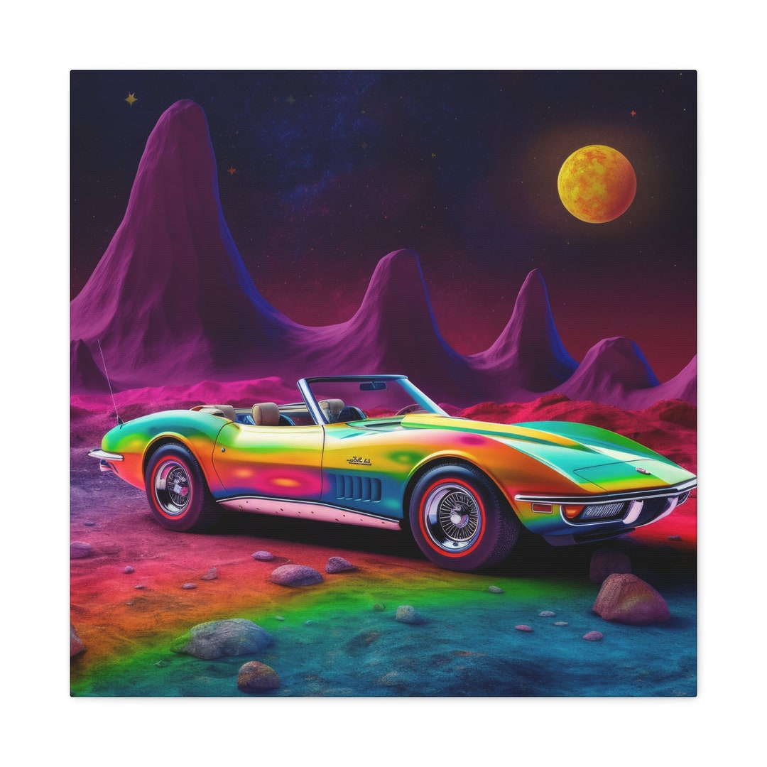 Corvette on the Moon, Space Wall Art, Modern Art, Canvas Print ...