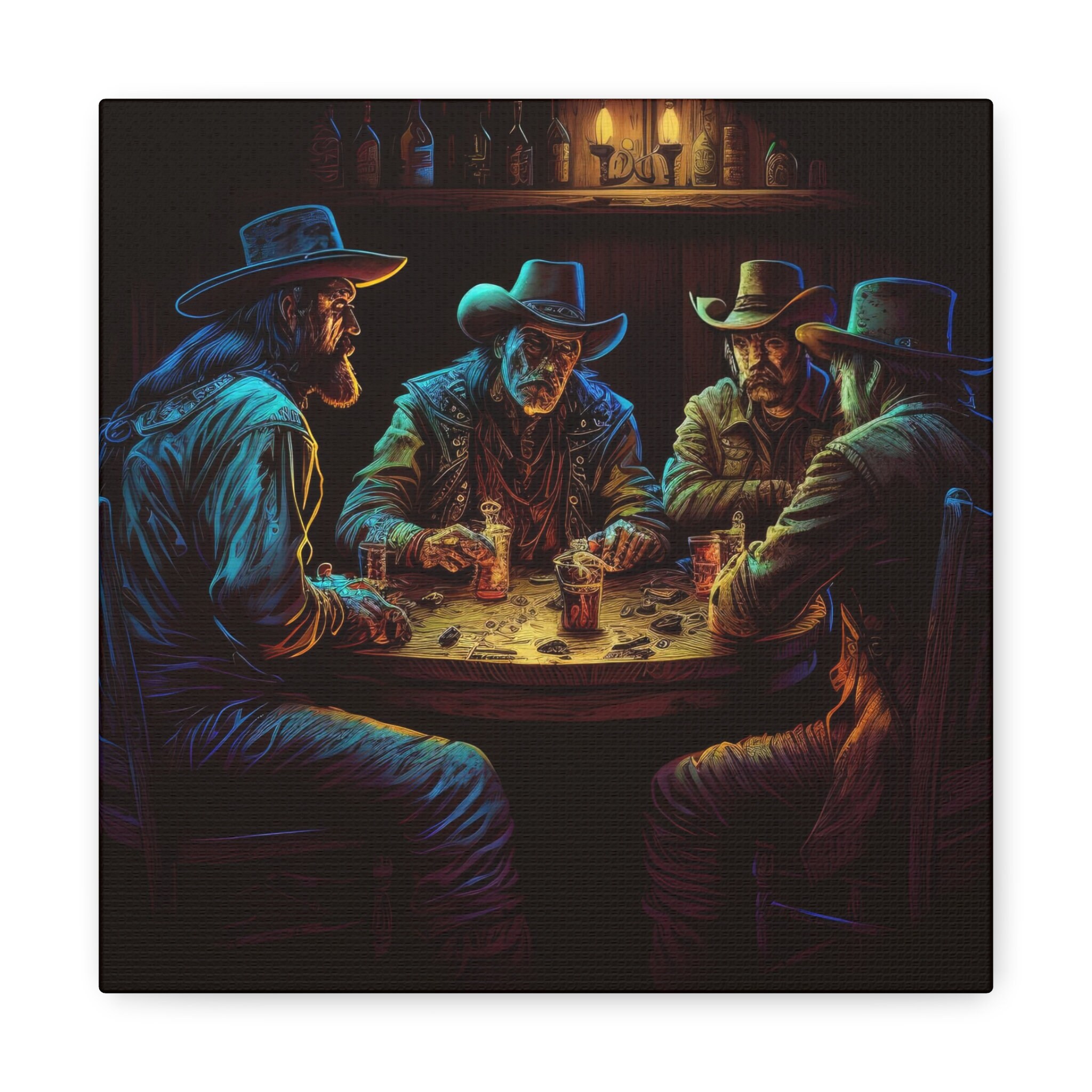 Poker Game Saloon Wall Art, Bar Wall Art, Modern Art, Canvas Print ...