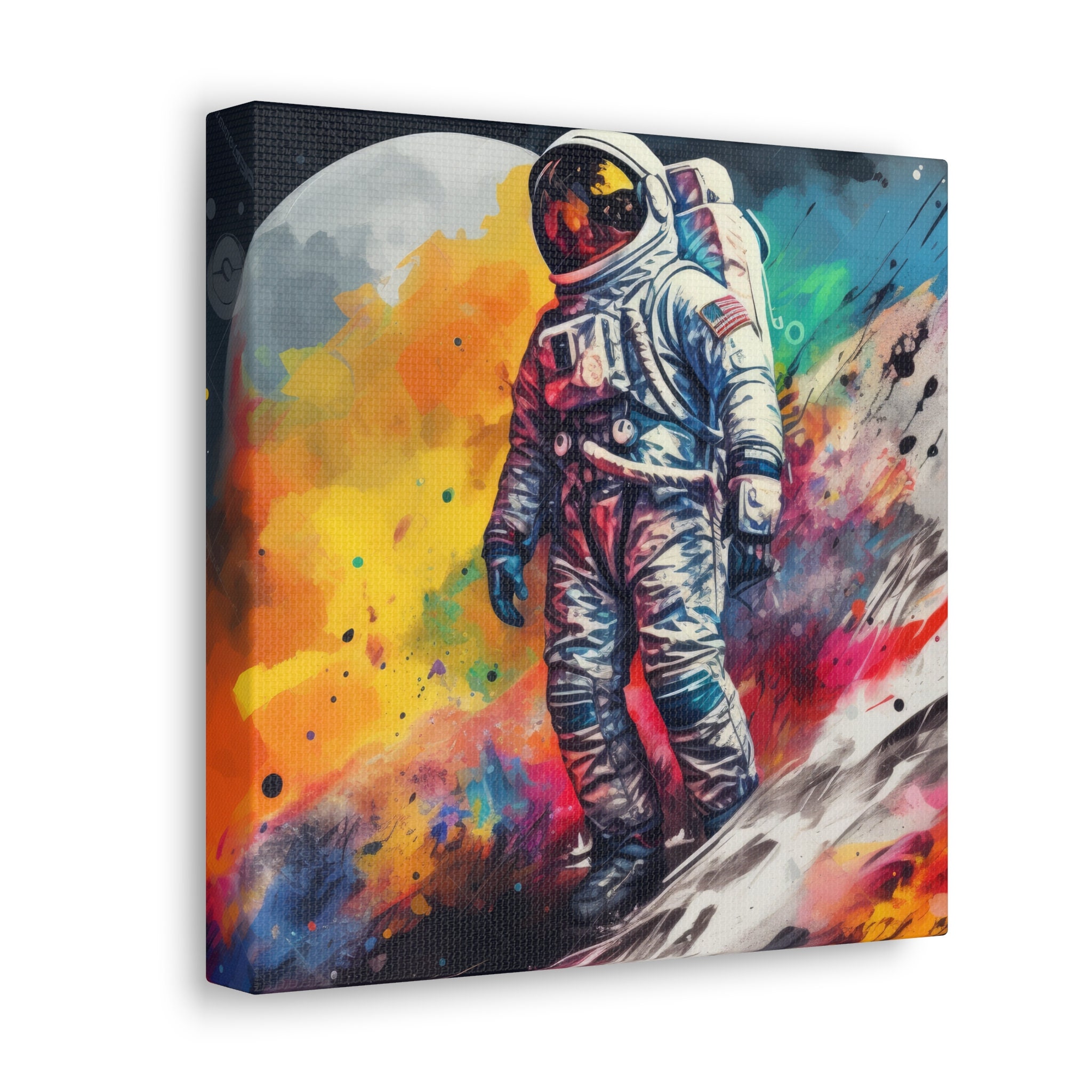 Astronaut on the Moon, Abstract Space Painting, Modern Art, Canvas ...
