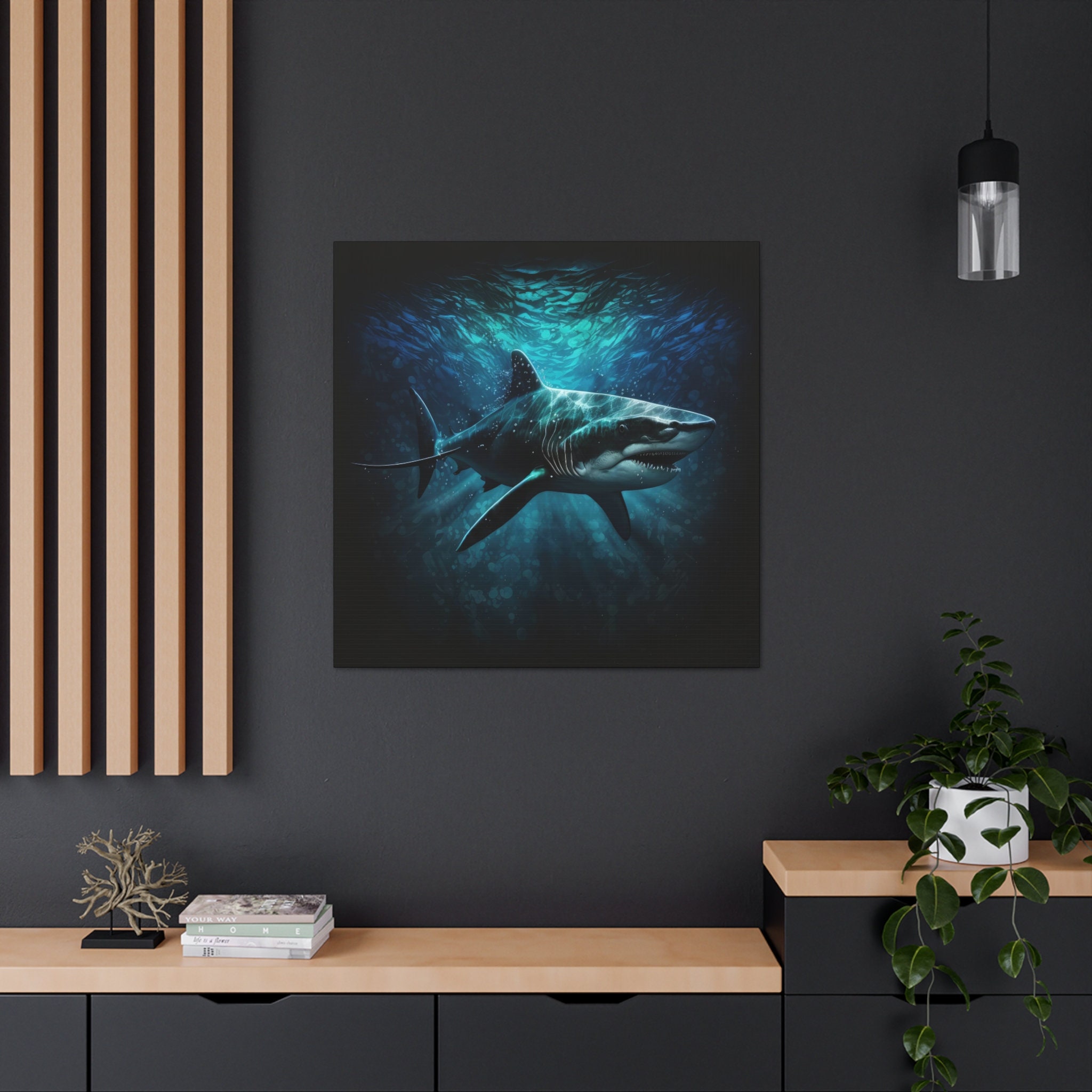 Shark Wall Art Ocean Wall Art Modern Art Canvas Print - Etsy