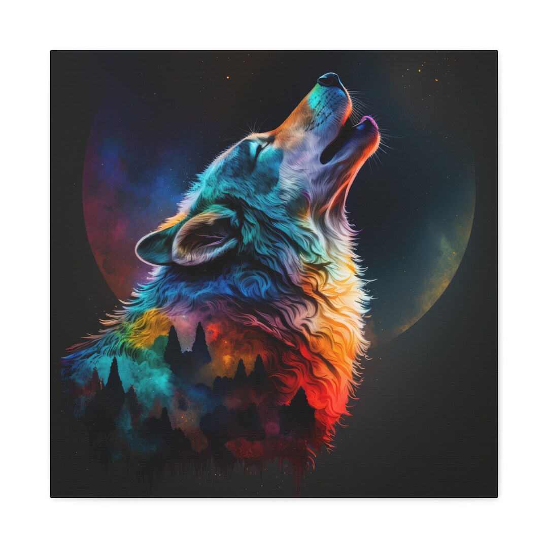 Wolf Howling at the Moon, Nature Wall Art, Modern Art, Canvas Print ...