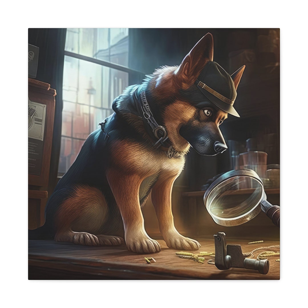 Detective Puppy - Dog Wall Art, Detective Wall Art, Modern Art, Canvas ...