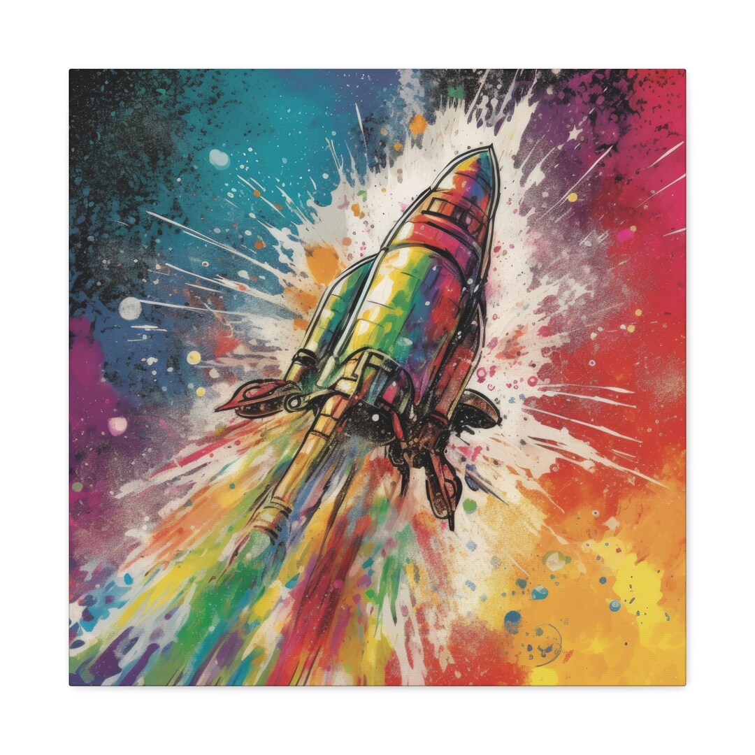 Rocketing Into Space, Rocket Wall Art, Modern Art, Canvas Print ...