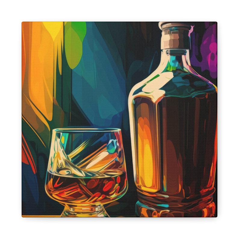 Bourbon Wall Art, Alcohol Wall Art, Bourbon Glass, Modern Art, Canvas ...