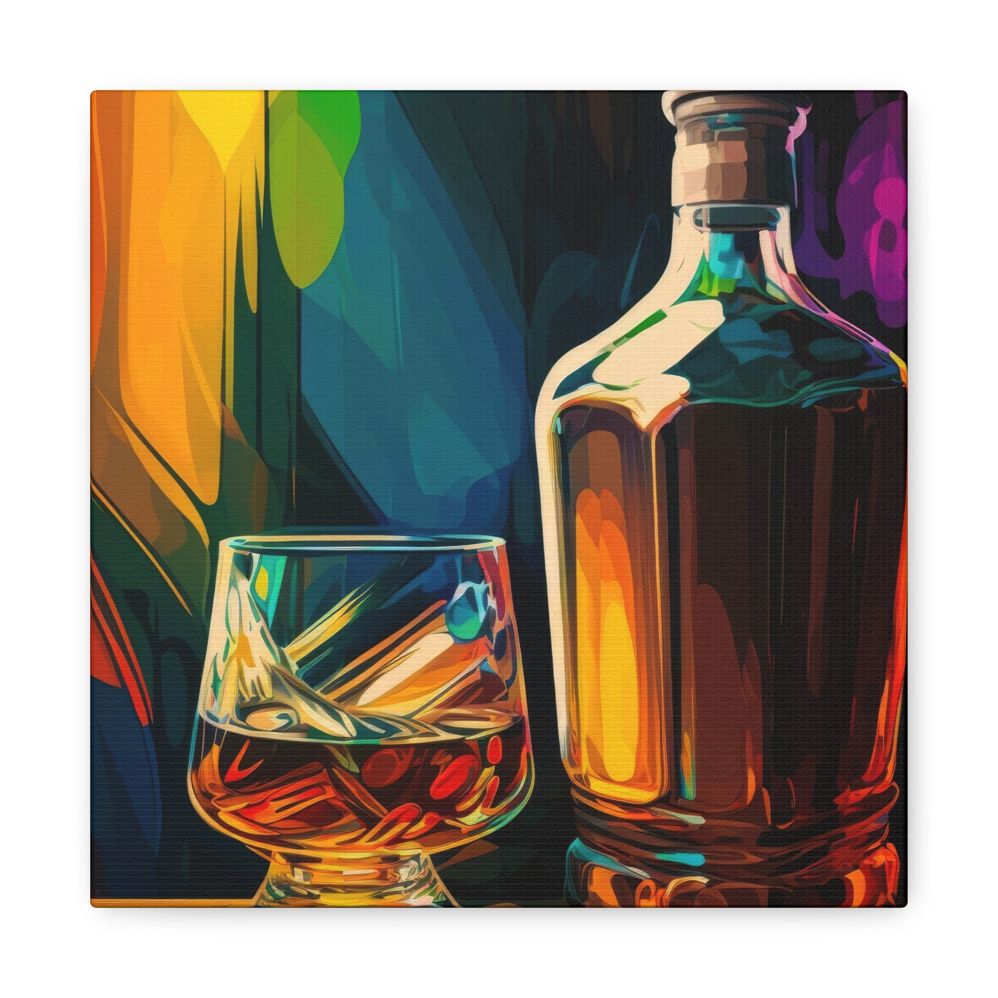 Bourbon Wall Art, Alcohol Wall Art, Bourbon Glass, Modern Art, Canvas ...