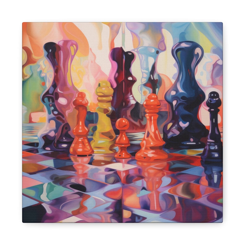 Melting Chess Board, Modern Art, Canvas Print, Abstract Painting ...