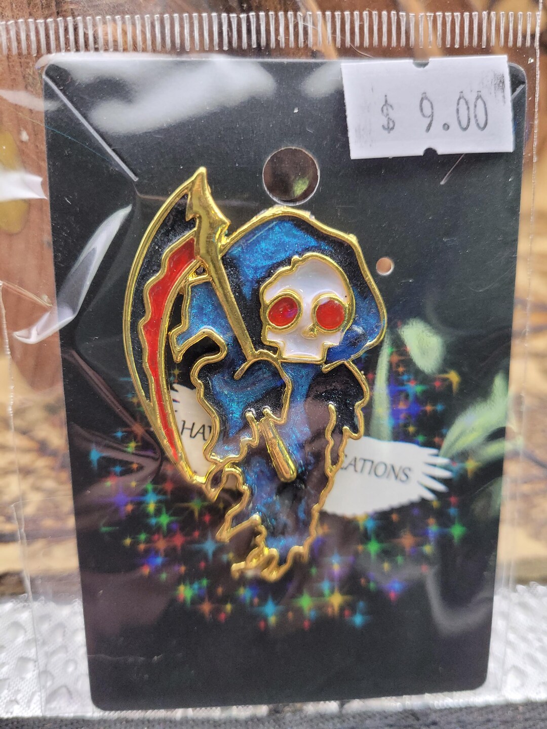 Blue and Black Reaper With Red Eyes Pin - Etsy