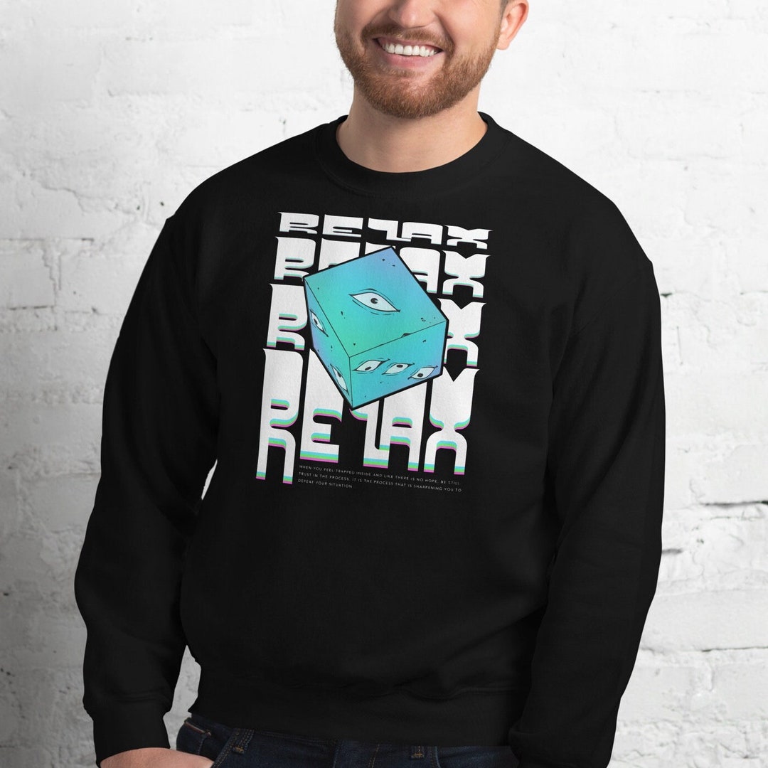 Relax Minimal Anime Sweatshirt Subtle Anime Gift Ideas Anime Sweater ...