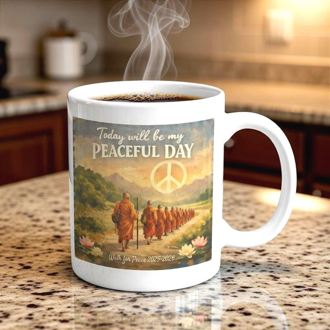 Walk for Peace Mug, Today Will Be My Peaceful Day, Buddhist Monk Gifts ...