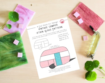 Vintage Camper Stained Glass Pattern, Digital Download PDF Retro 70s ...