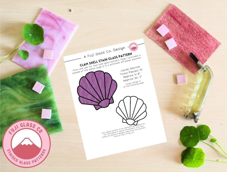 Clam Shell Stained Glass Pattern, Digital Download PDF Ocean ...