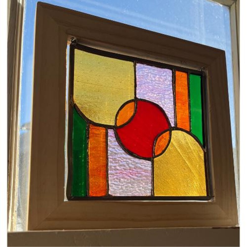 70s Art Deco Mid Century Abstract Stain Glass Pattern, Digital Download ...