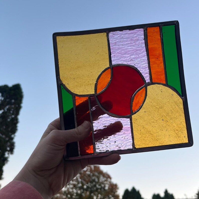 70s Art Deco Mid Century Abstract Stain Glass Pattern, Digital Download ...