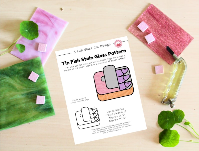 Tin Fish Stain Glass Pattern Stained Glass Tinned Fish Anchovies Mid ...