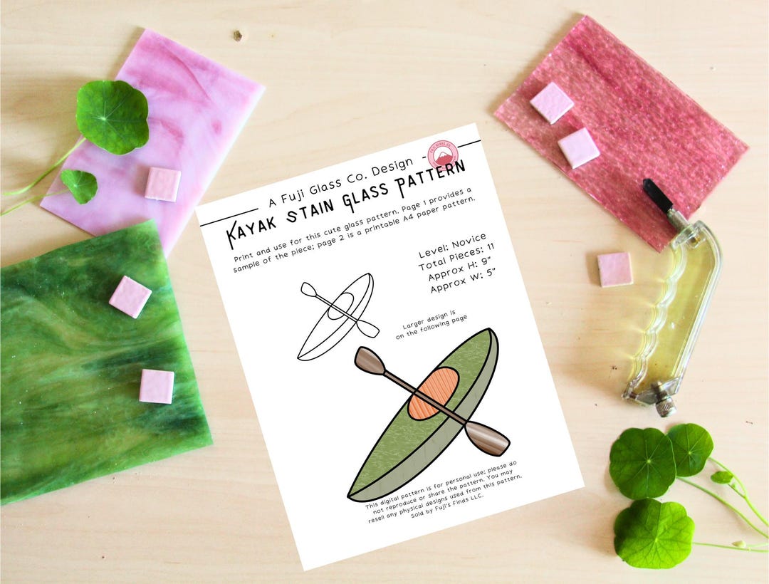 Kayak Stained Glass Pattern, Digital Download PDF Sea Kayak River Kayak ...