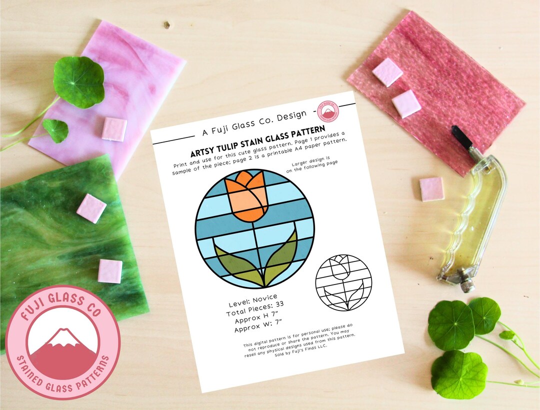Heirloom Tulip Stained Glass Pattern, Digital Download PDF Trendy ...