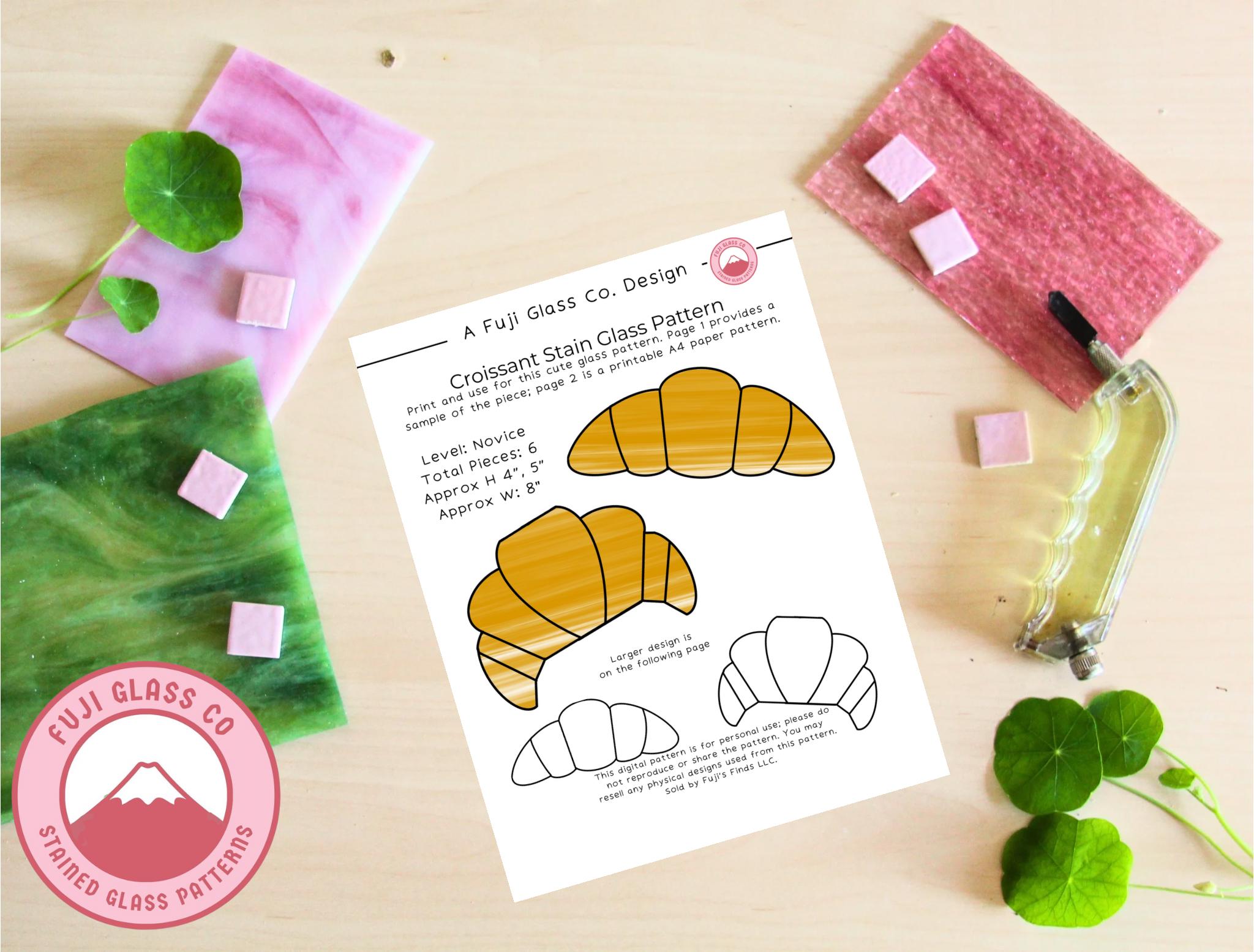 Croissant Stained Glass Pattern, Digital Download PDF Croissant Two ...