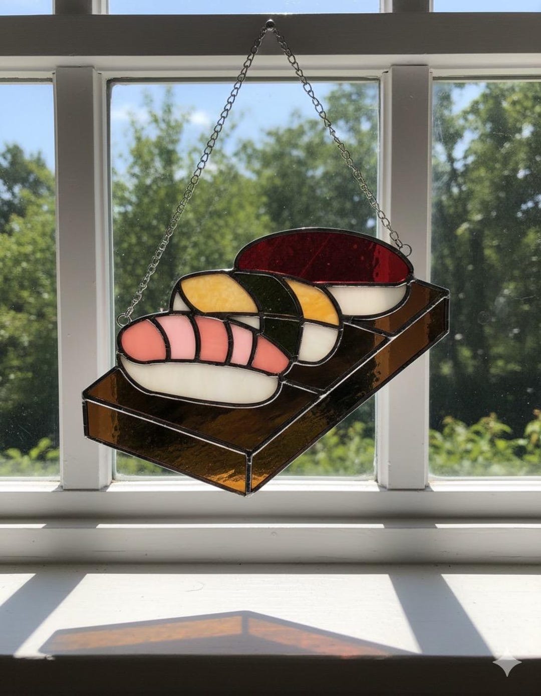 Sushi Stained Glass Pattern, Digital Download PDF Sashimi Japanese Food ...