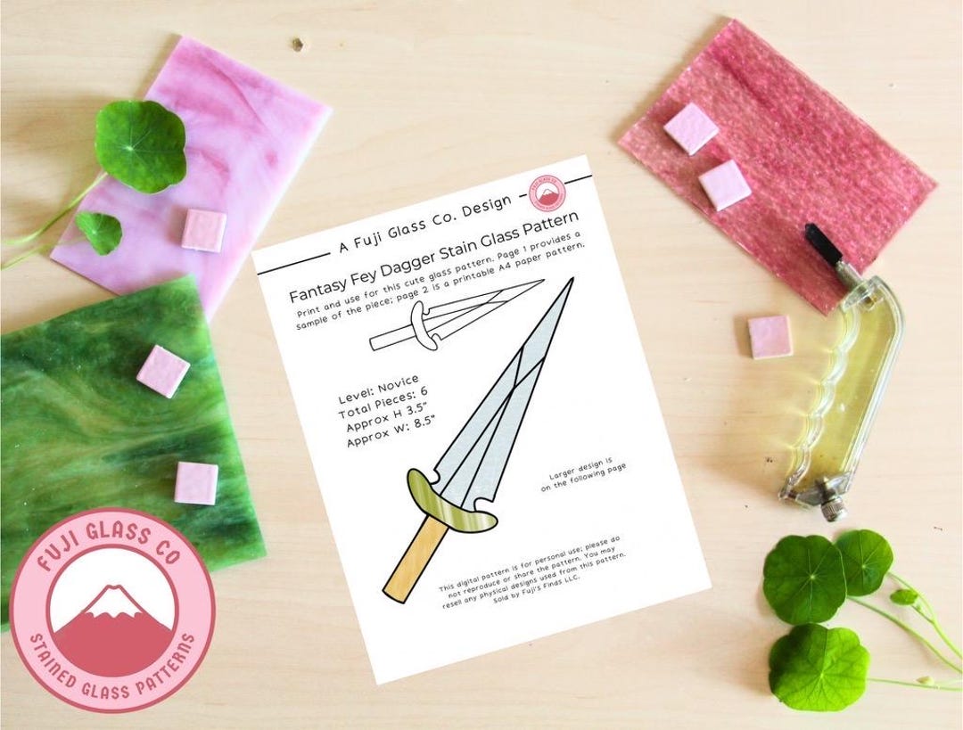 Fantasy Romantasy Fey Dagger Knife Sword Stained Glass Pattern, Digital ...