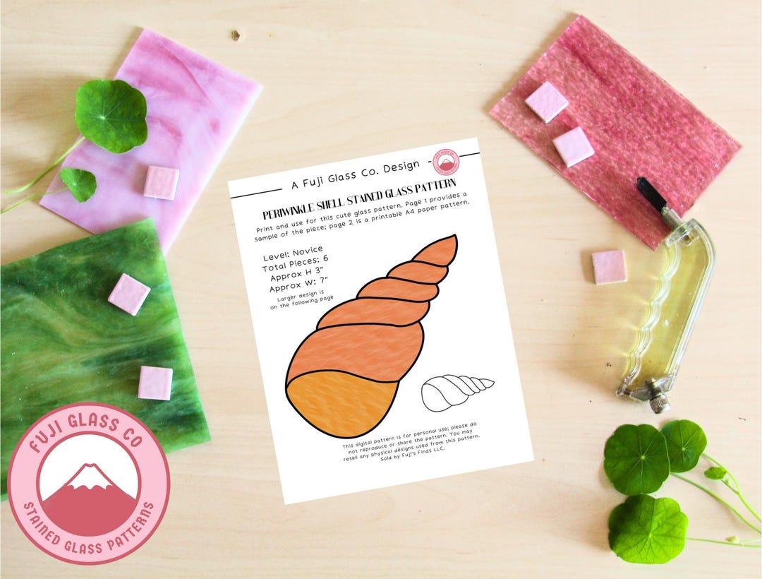 Periwinkle Shell Stained Glass Pattern, Digital Download PDF Sea Shore ...