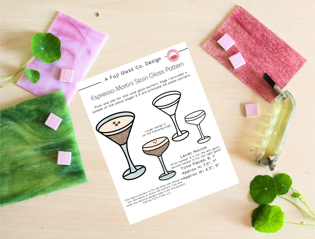 Espresso Martini Cocktail Stained Glass Pattern, Digital Download PDF ...