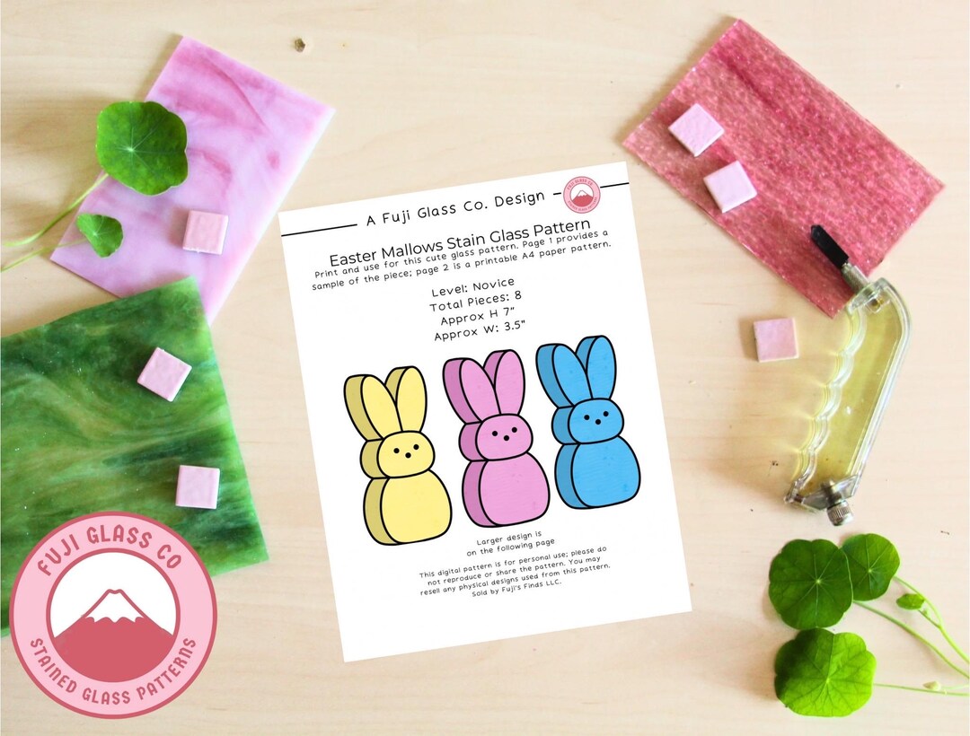 Marshmellow Peeps Bunnies Stained Glass Pattern, Digital Download PDF ...