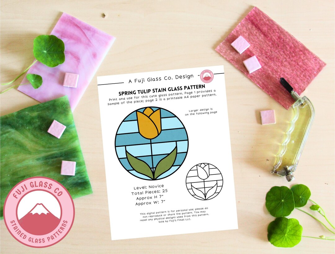Tulip Stained Glass Pattern, Digital Download PDF Trendy Tulips Holland ...