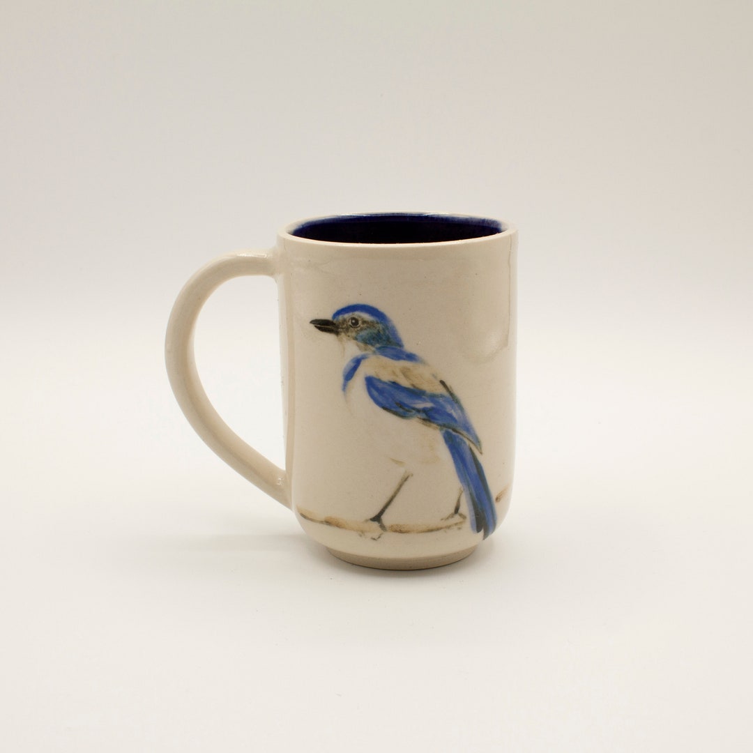 California Scrub Jay Porcelain Mug Handmade Pottery Painted Ceramics ...