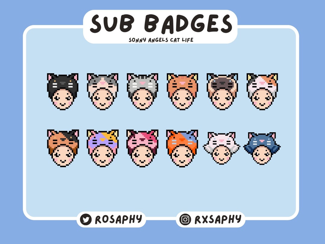Sonny Angel Cat Life Pixel Art Sub Badges - Etsy