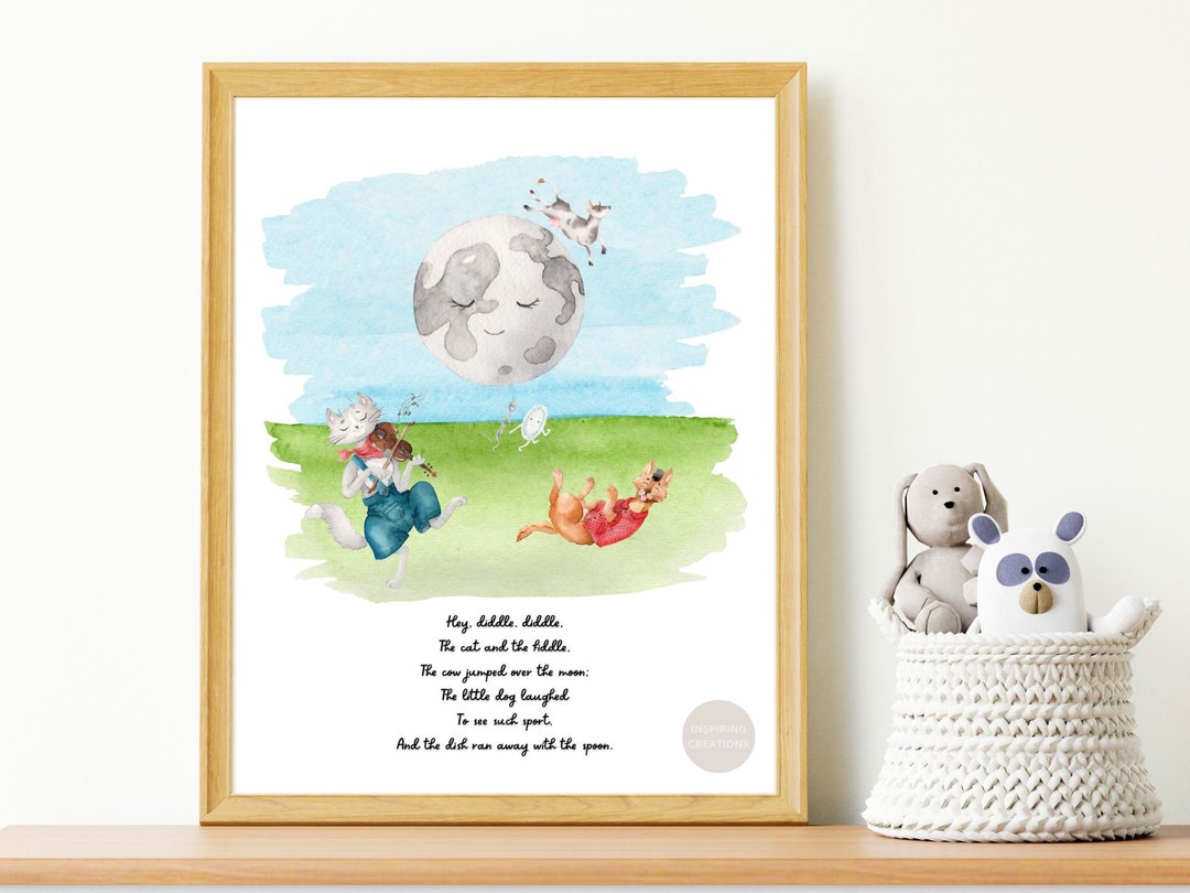 Downloadable & Printable Nursery Wall Art (1pc) Hey Diddle Diddle ...