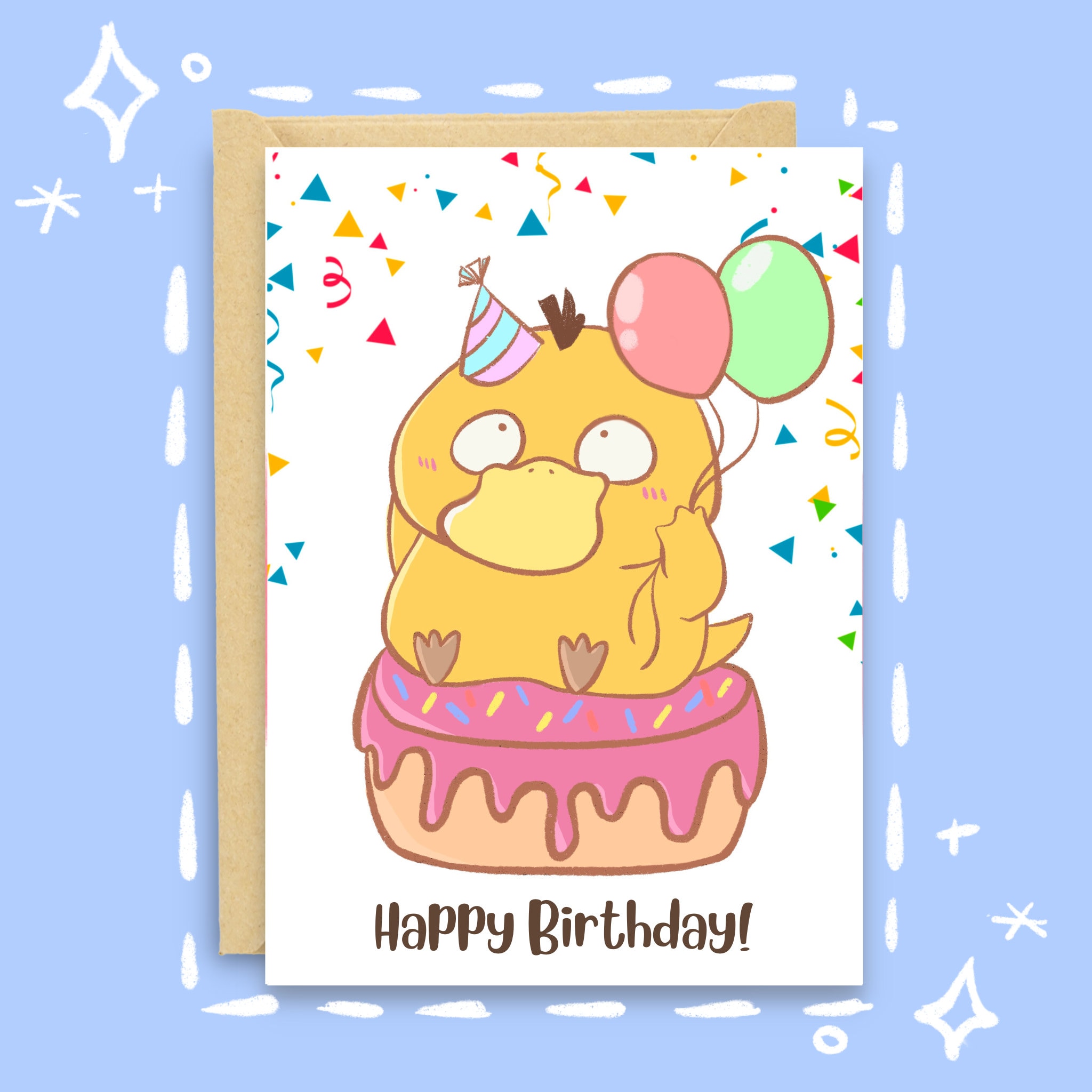 PRINTABLE Mochi Psyduck Birthday Card Instant Download Printable Card ...