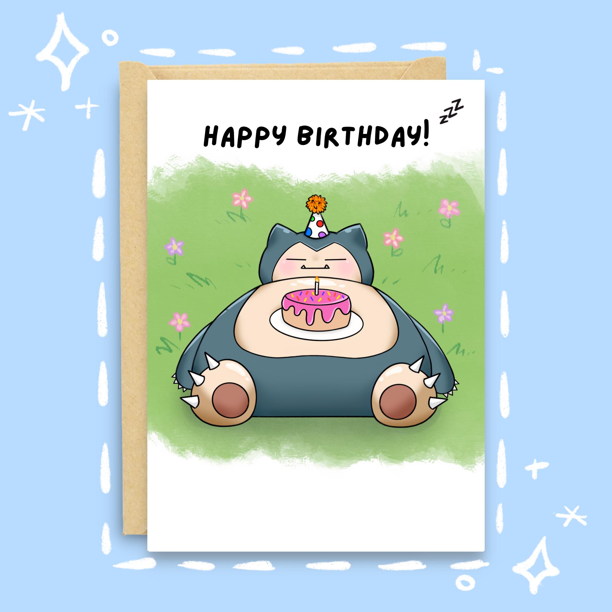 PRINTABLE Snorlax Birthday Card Instant Download Printable Card ...
