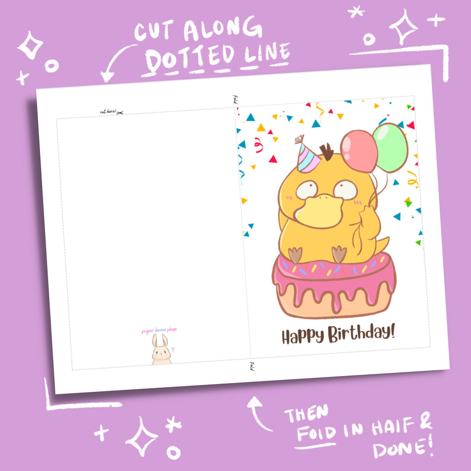 PRINTABLE Mochi Psyduck Birthday Card Instant Download Printable Card ...