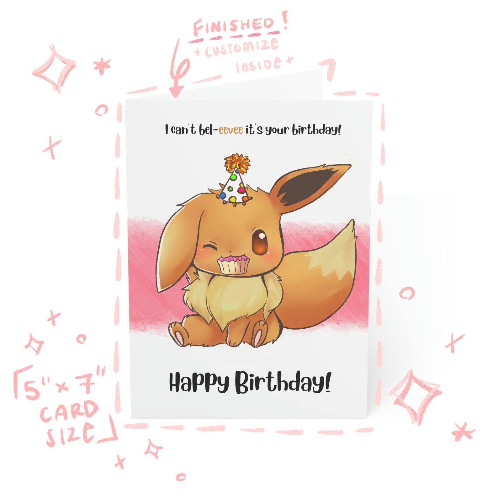 PRINTABLE Eevee Birthday Card Instant Download Printable Card Greetings ...