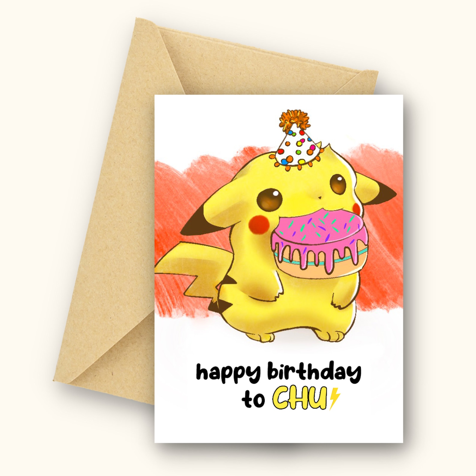 Cute Pikachu Birthday Card, Pokemon Card, Gifts for Him, Gifts for Her ...