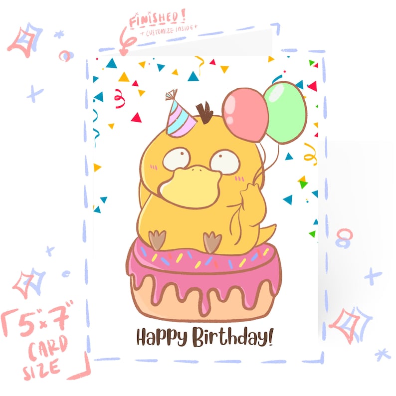 PRINTABLE Mochi Psyduck Birthday Card Instant Download Printable Card ...