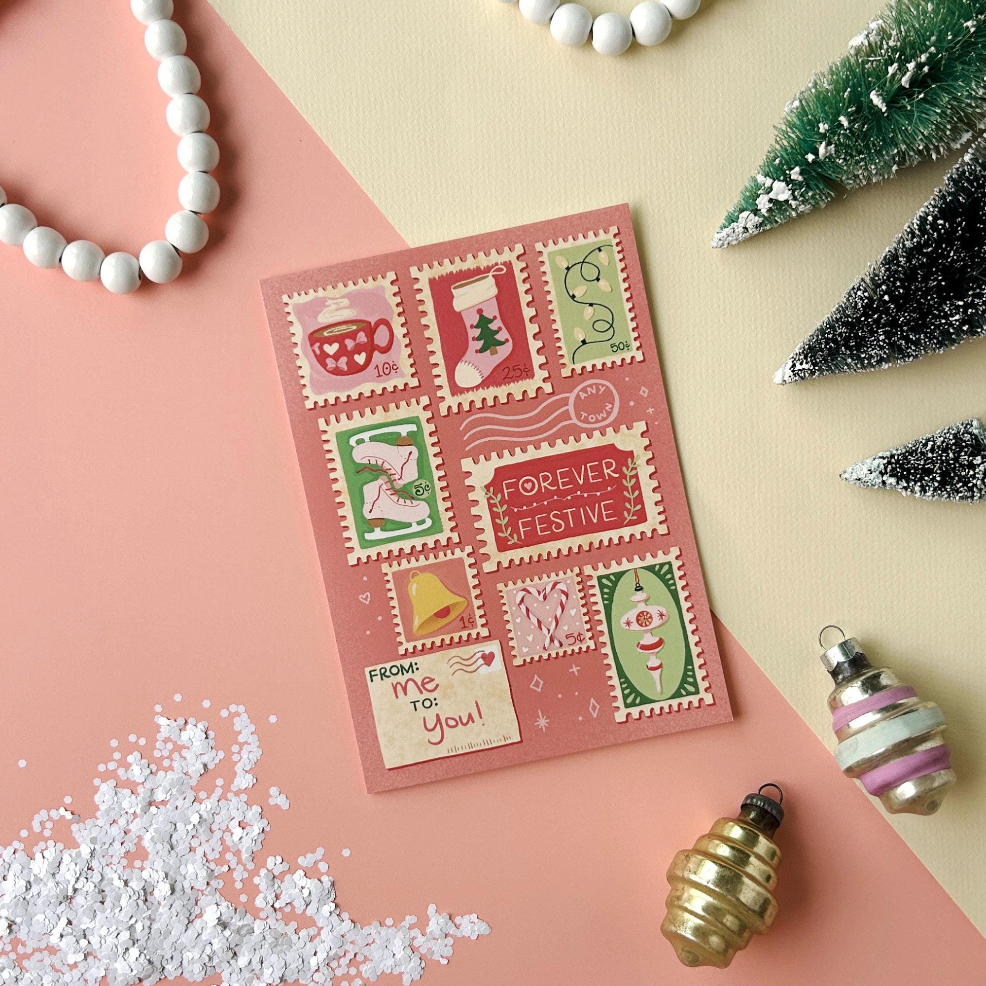 Hand-drawn Holiday Stamp Greeting Card Pack | Cozy Christmas Winter Art ...