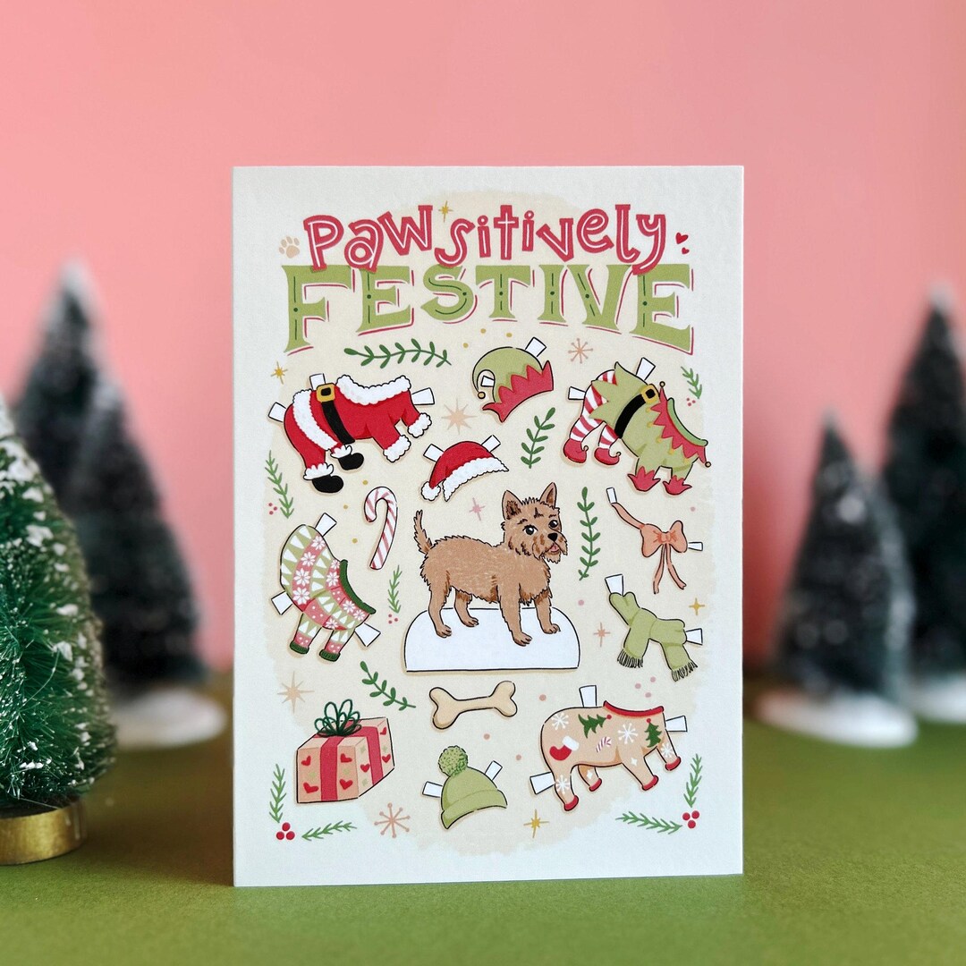 Holiday Dog Greeting Card Pack | Hand-drawn Christmas Cards Set | Cute ...