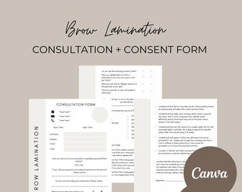 EDITABLE Brow Lamination Consent Form - Etsy