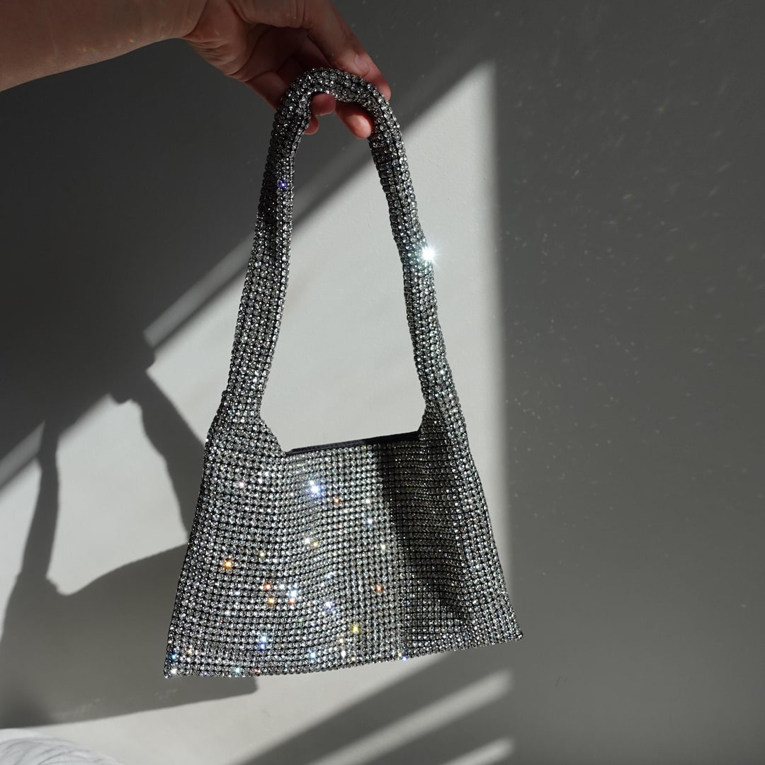 Rhinestone Mesh Bag Shoulder Crystal Bag Evening Cocktail Wedding Party ...