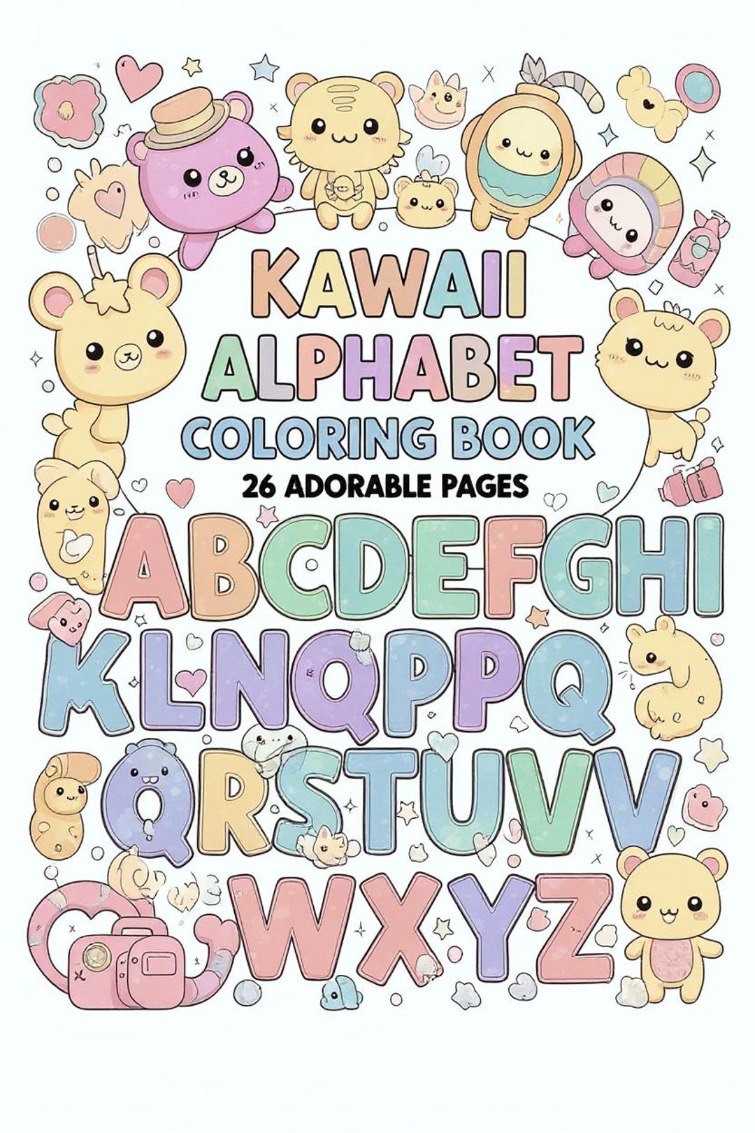 Kawaii Alphabet Coloring Book for Kids – A–Z Cute Letters – Printable ...