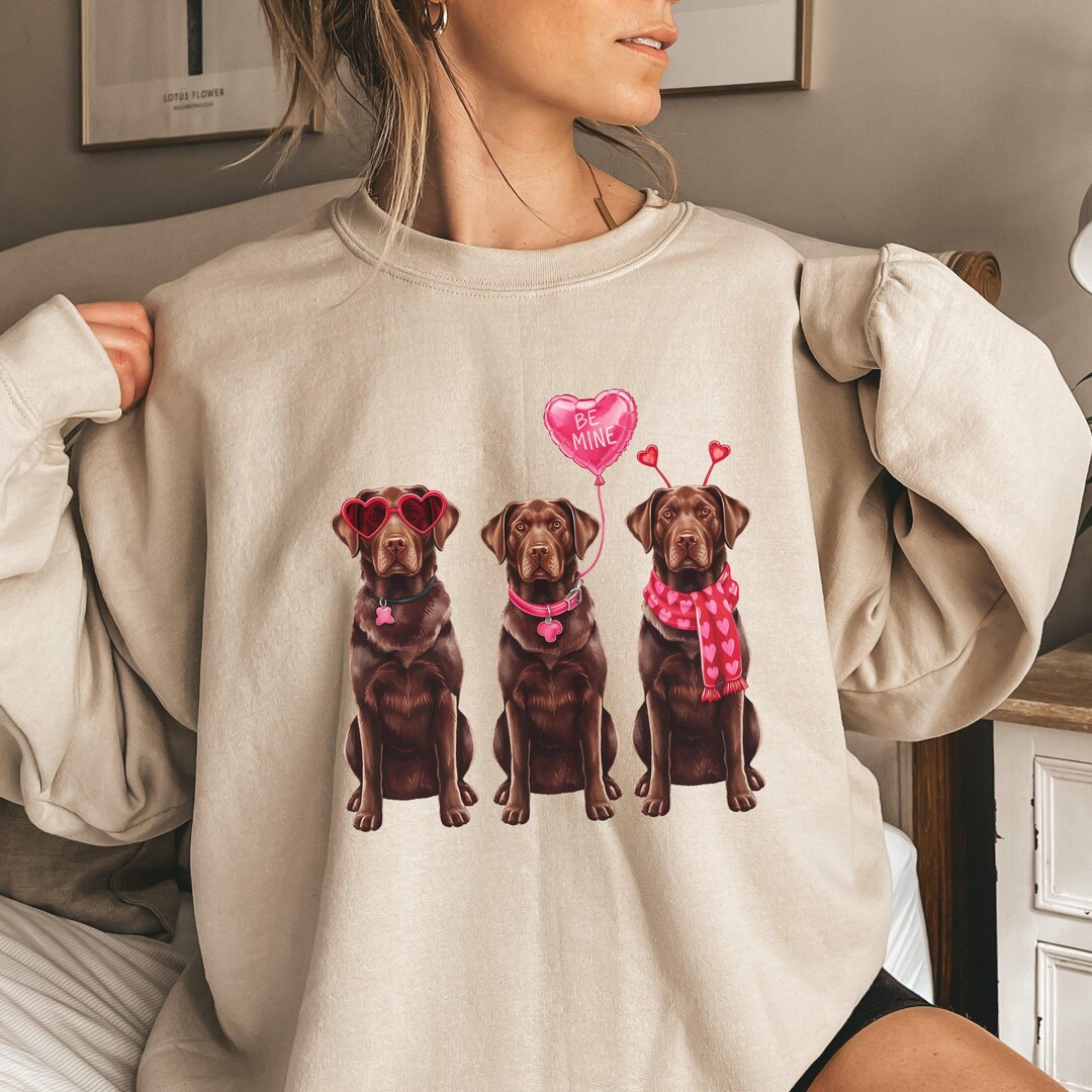 Chocolate Lab Valentine Sweatshirt, Cute Brown Lab With Heart ...