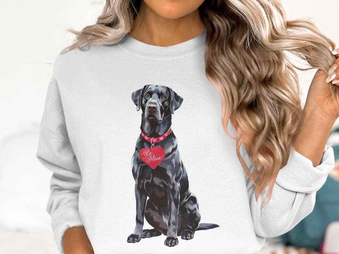 Cute Black Labrador Valentine's Day Sweatshirt, Adorable Black Lab ...