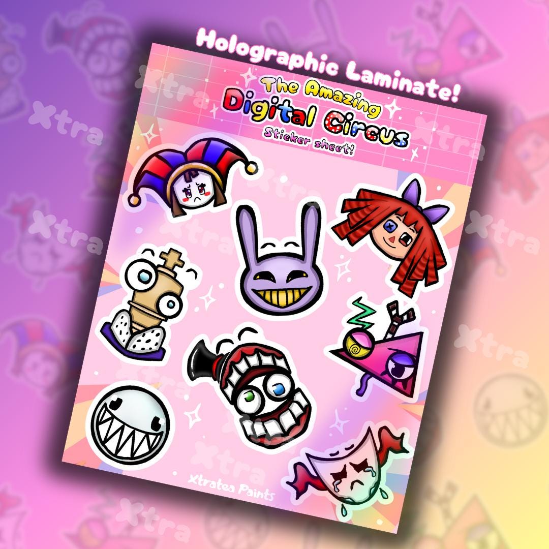 The Amazing Digital Circus! Chibi Mini Sticker Sheet Holographic - Etsy