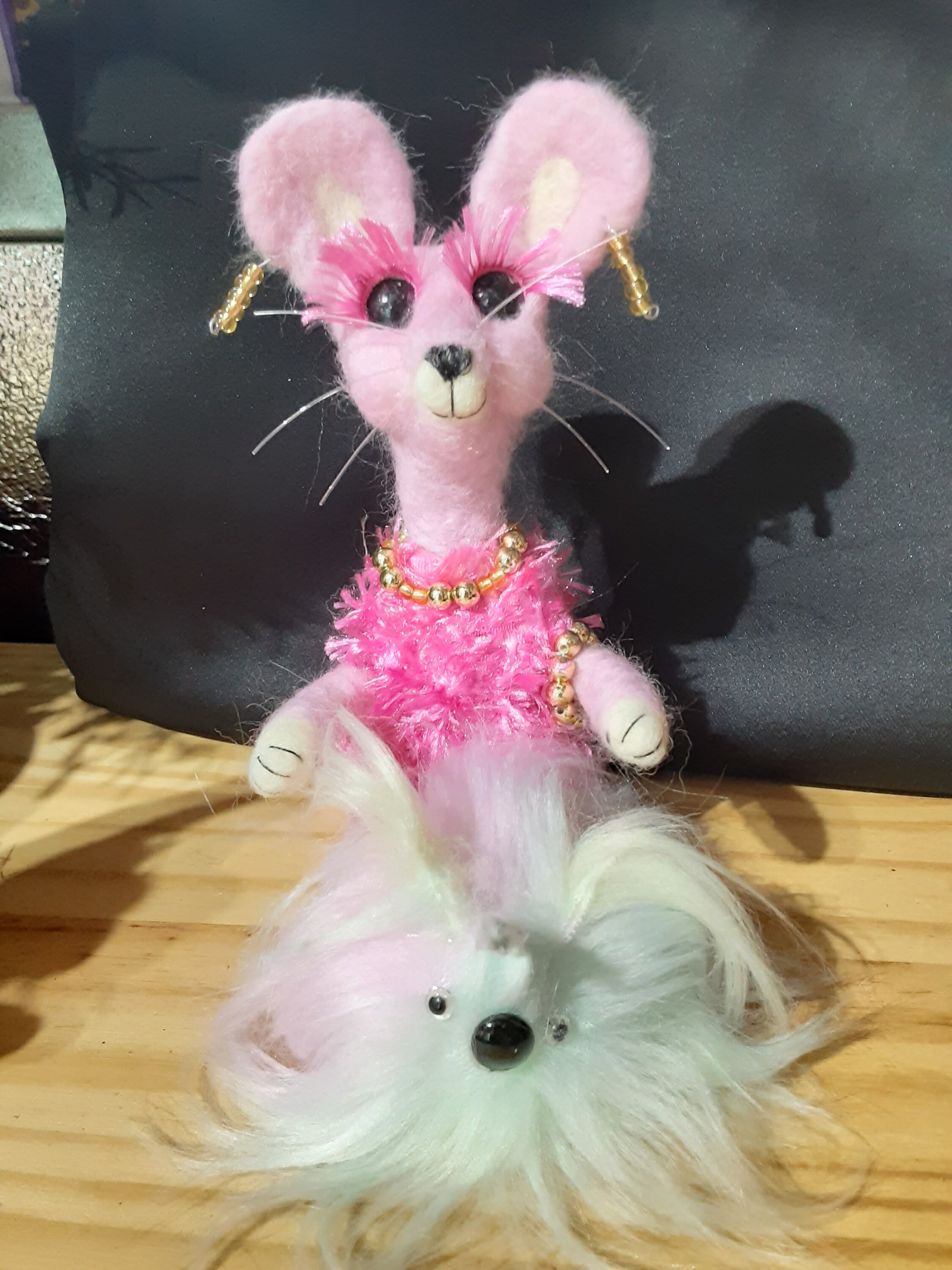 Needle Felted Barbie Mouse Faux Fur Puppy Dog Pink - Etsy