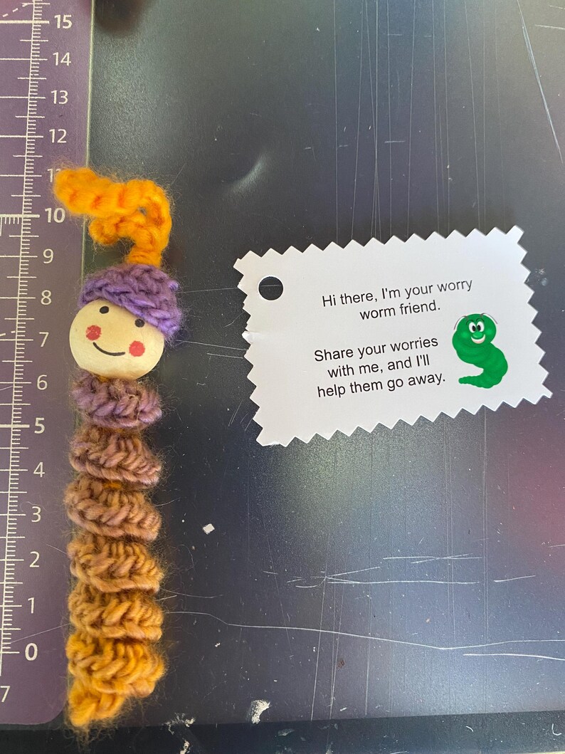 Crochet Wiggle Worry Buddy Worm Friends Gifts Kids Key Change Comfort ...