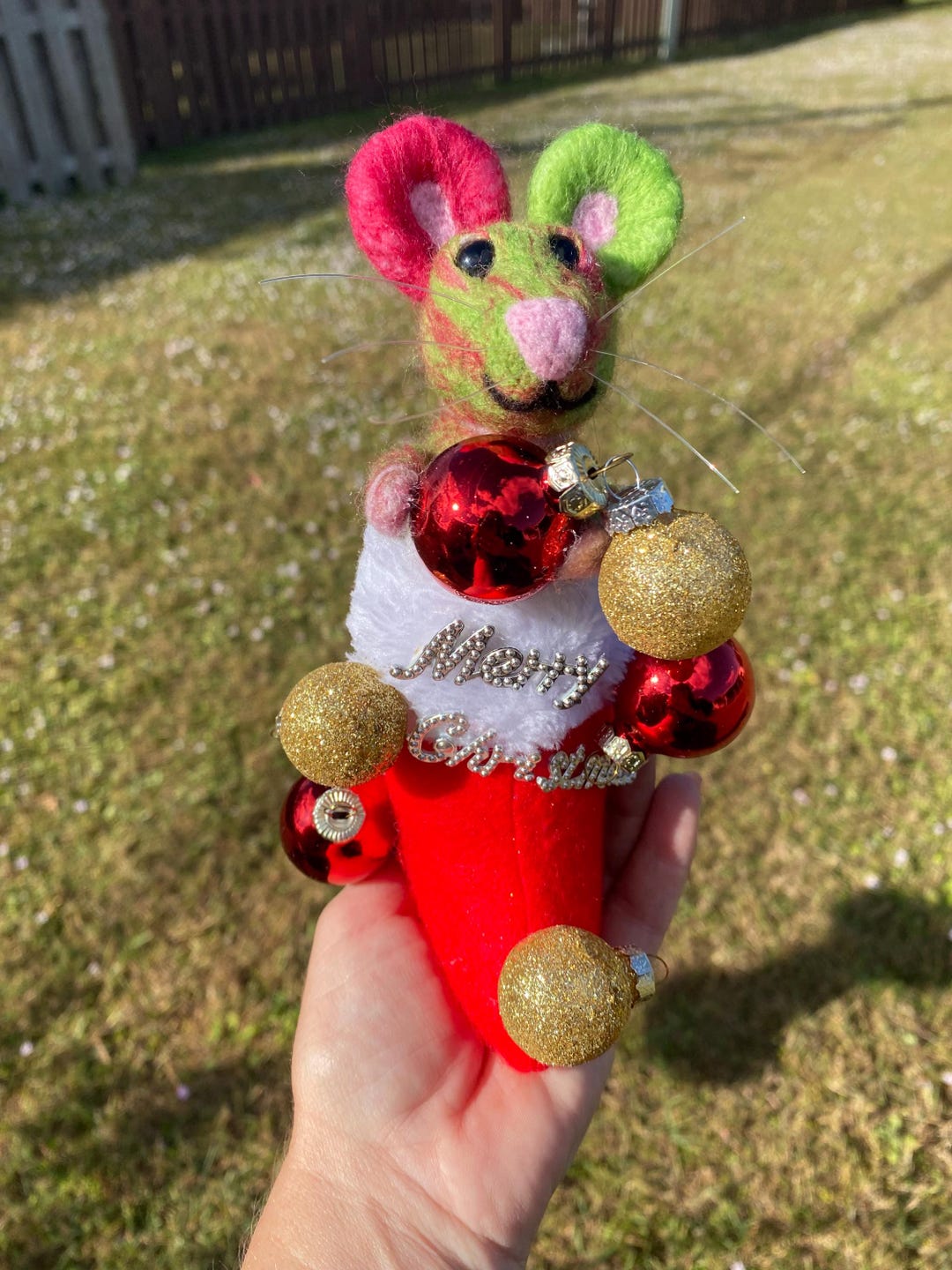 Needle Felted Christmas Stocking Mini Mouse Decoration Gift Mice Wall ...