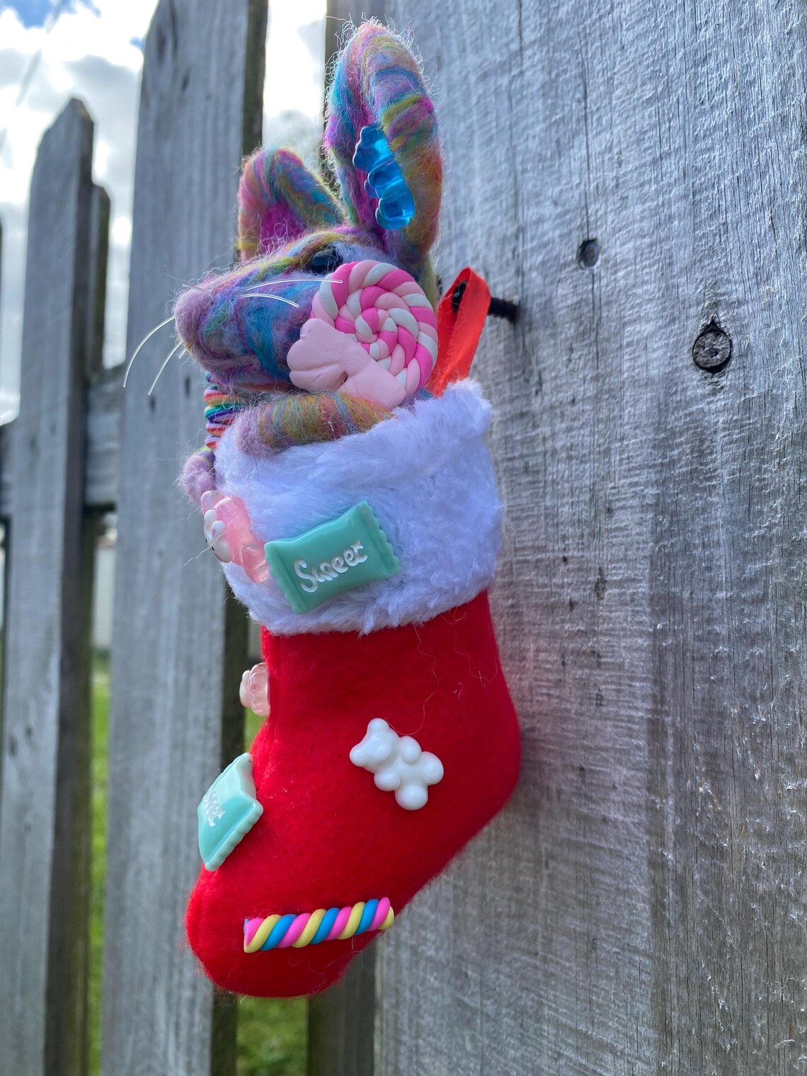 Handmade Needle Felt Christmas Mice, Mouse Mini Stocking Home ...