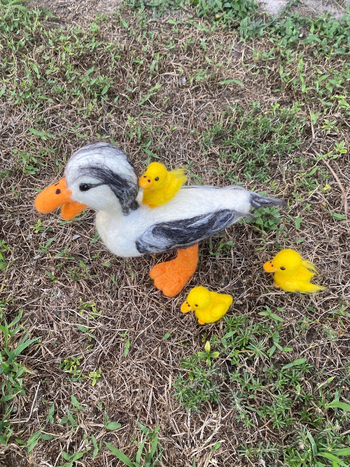 Needle Felted Duck Ducklings Felt Ducks, Wool Fiber Handmade Display ...