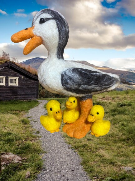 Needle Felted Duck Ducklings Felt Ducks, Wool Fiber Handmade Display ...